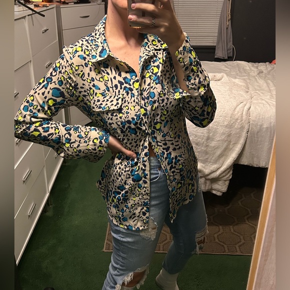 Target | Tops | Target Multicolor Leopard Print Buttondown Shirt | Poshmark